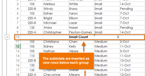 Creating subtotals in Excel – IT Solutions